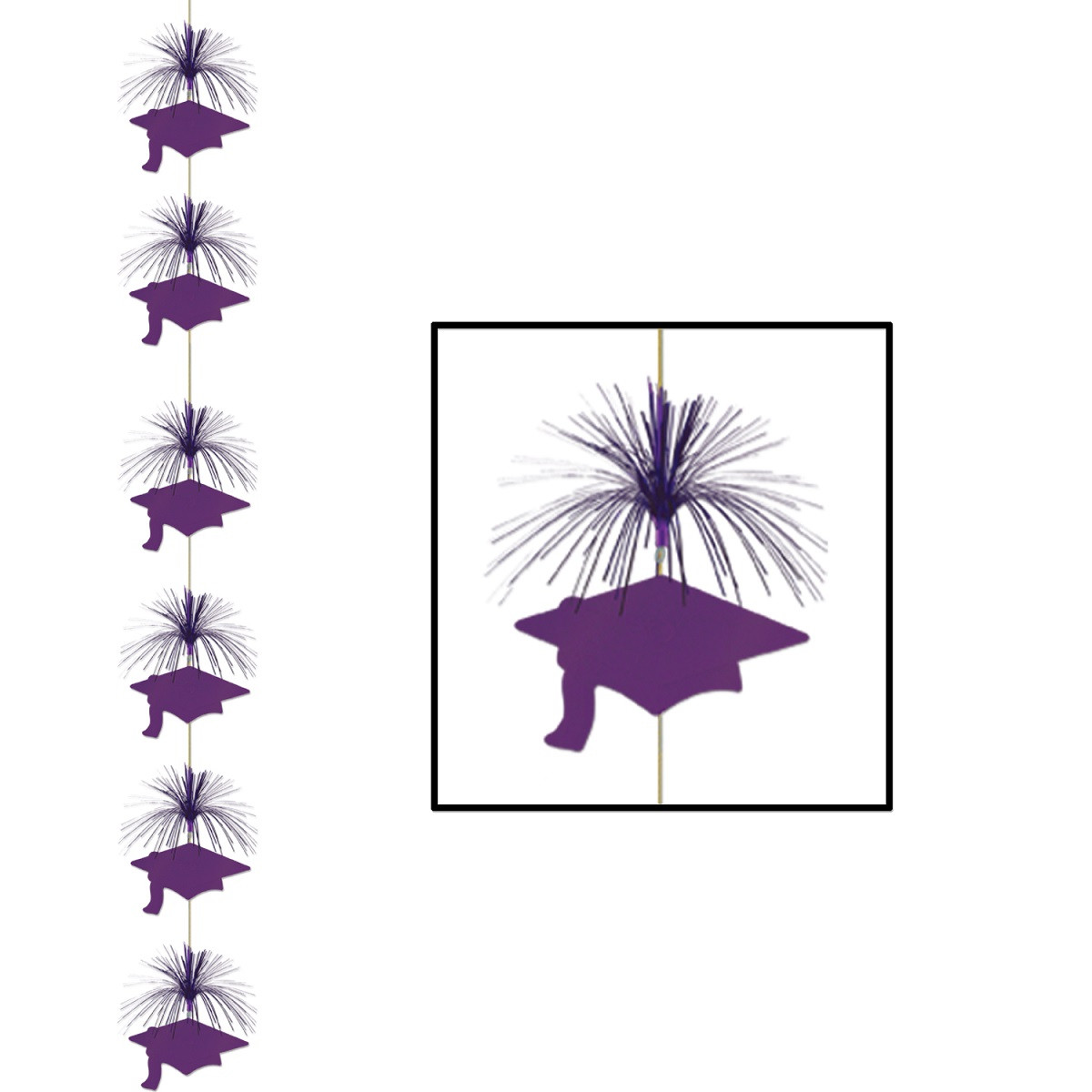 Club Pack of 12 Fun & Festive Purple Grad Cap & Firework Stringer ...