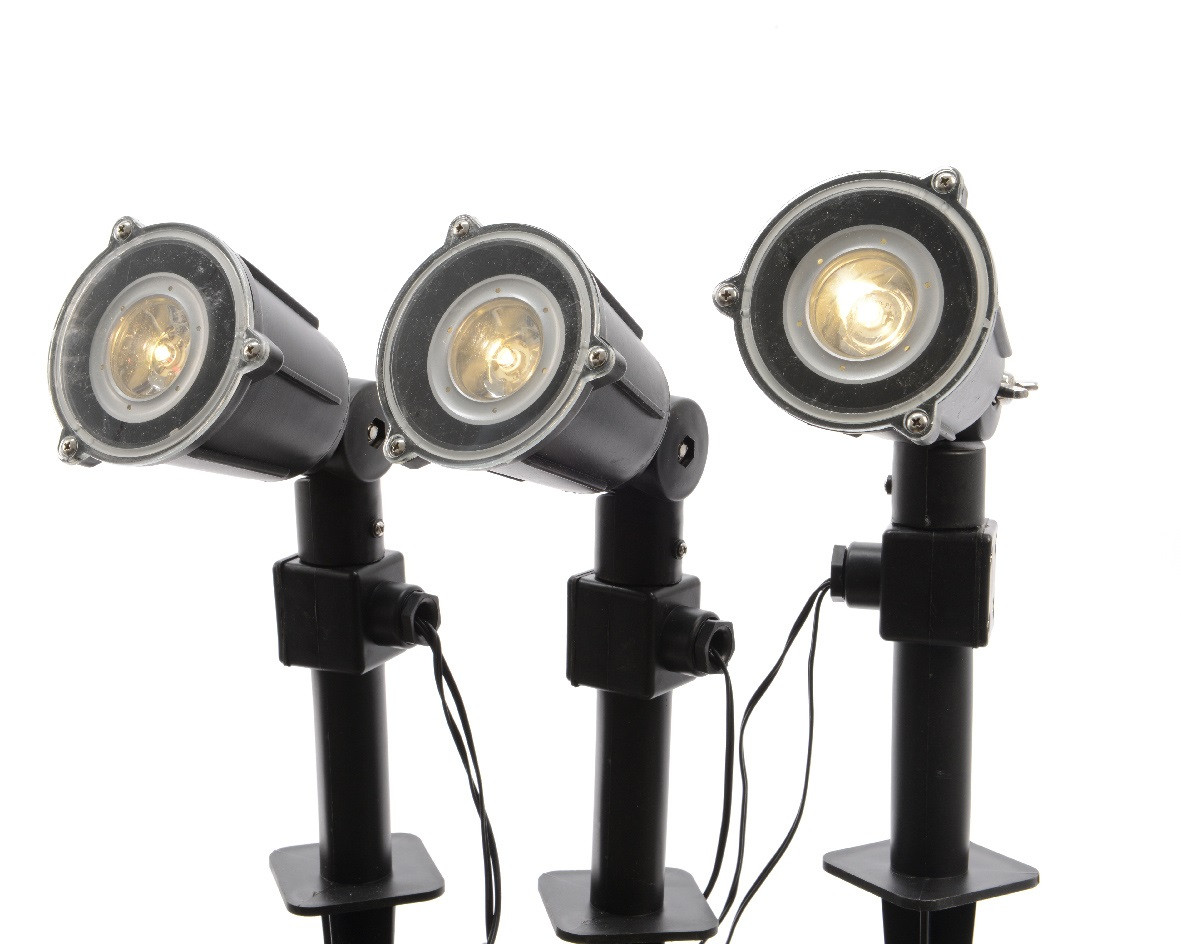 Set of 3 Eco-Friendly Warm White LED Garden Spotlights | Christmas Central
