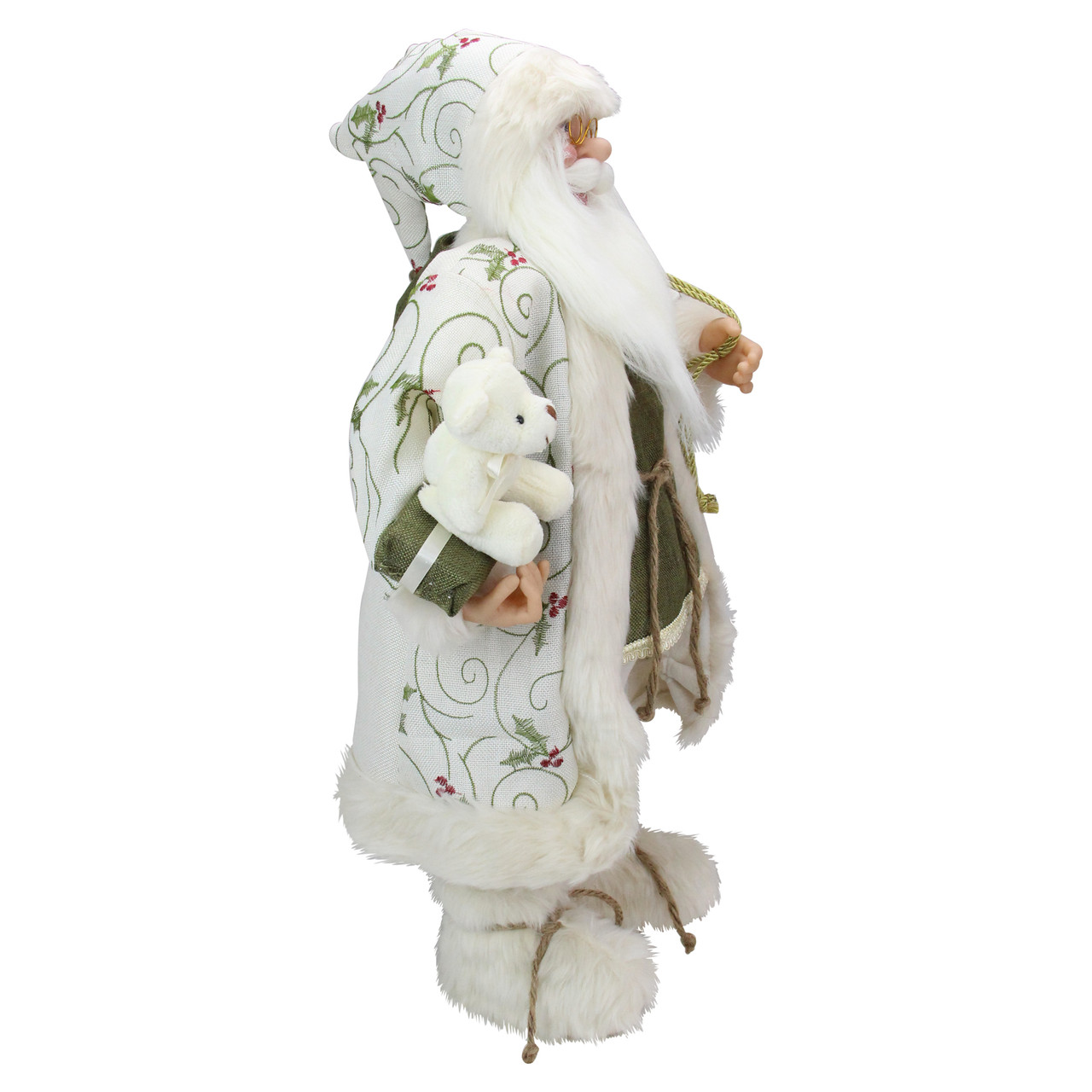 24" Green & White Graceful Standing Santa Claus Christmas Figure with ...