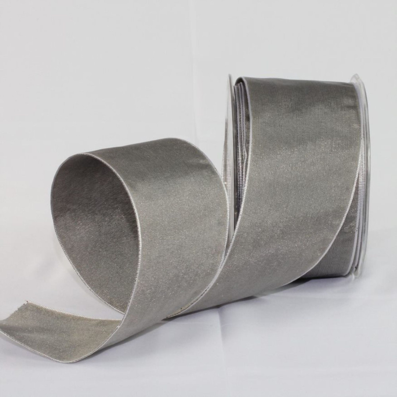 Gray & Silver Solid Wired Craft Ribbon 2.5" x 27 Yards | Christmas Central