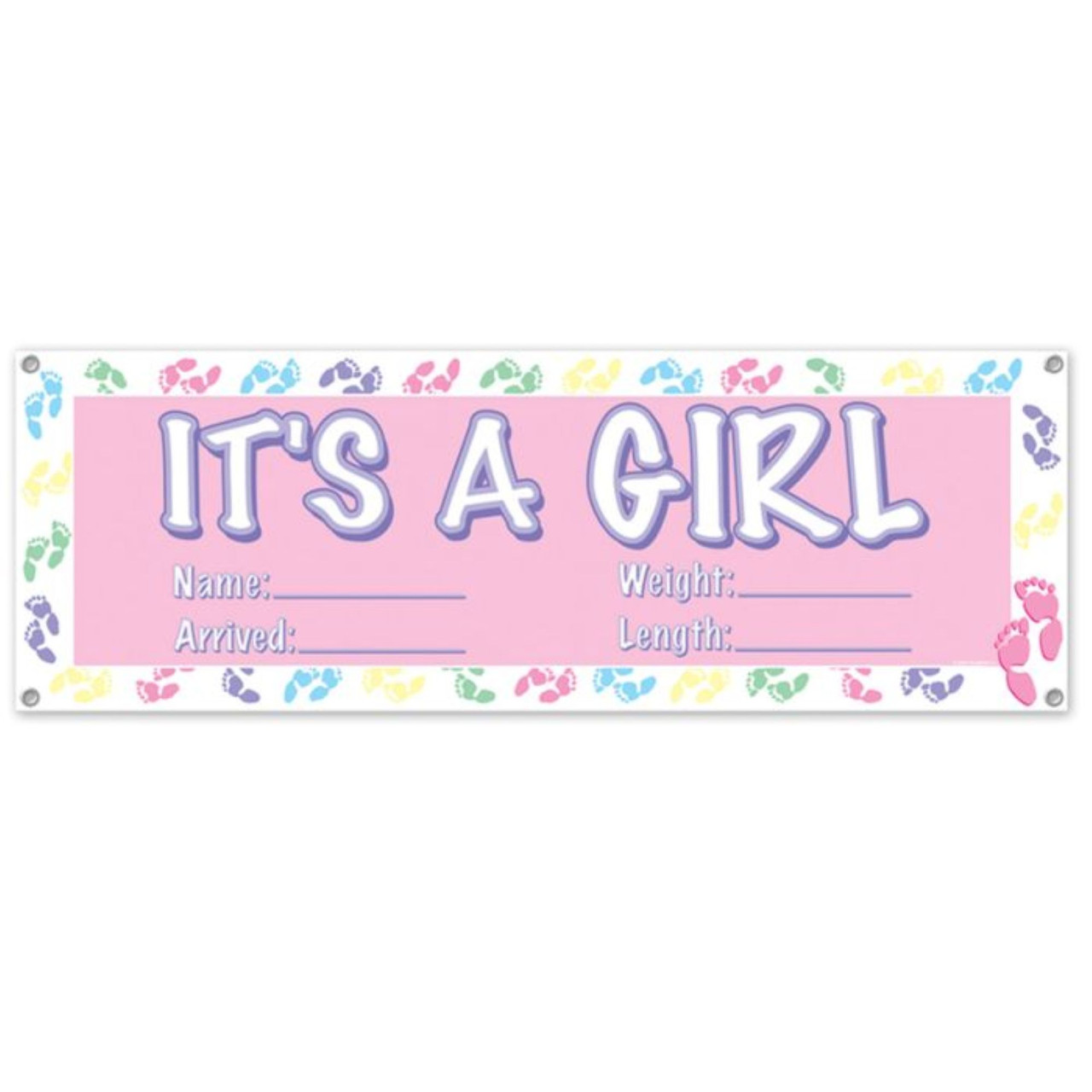 Club Pack of 12 Pastel Pink 'It’s A Girl' New Baby Sign Banners 5 ...