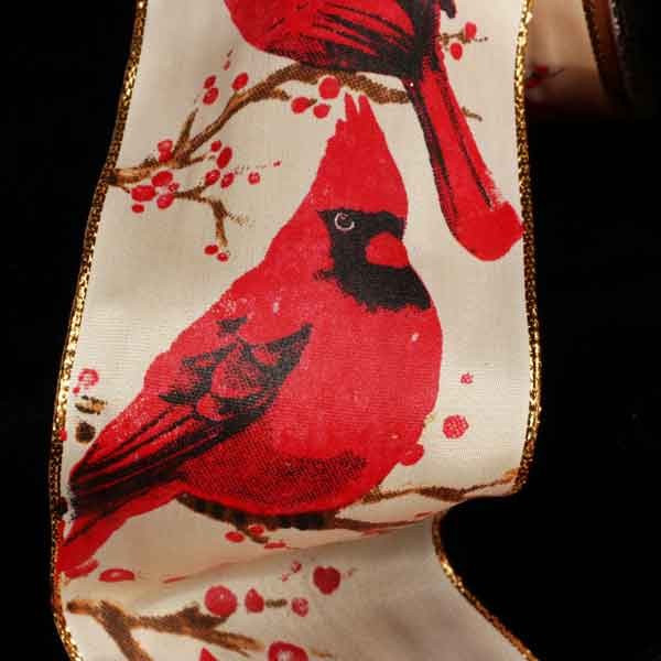 White & Red Cardinal Wired Edge Craft Ribbon 2.5" x 20 Yards ...