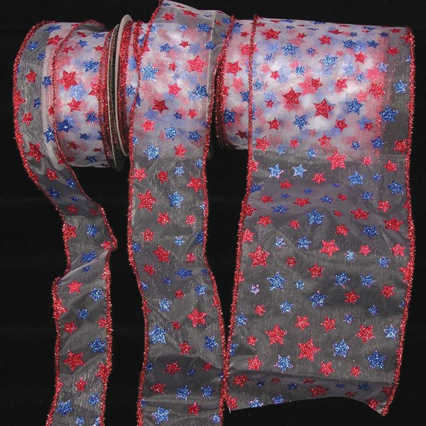 White Grade American Star Print Craft Ribbon 6" x 20 Yards | Christmas ...