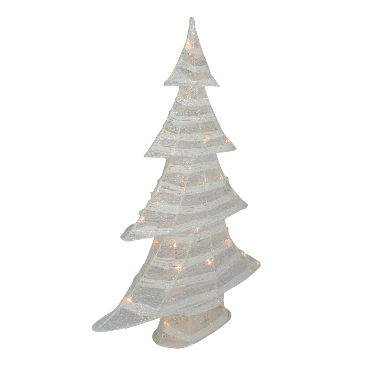 24.5" White & Silver Battery Operated Glittered LED Christmas Tree ...
