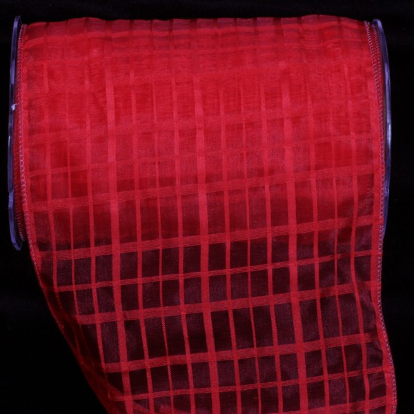 Red Solid & Sheer Check Wired Craft Ribbon 6" x 27 Yards | Christmas ...