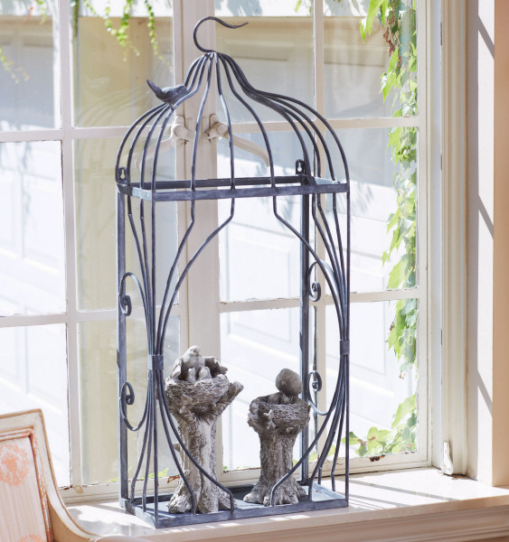 32.5" Rustic Antique Style Indoor/Outdoor Wall Shelf with Bird Accent ...