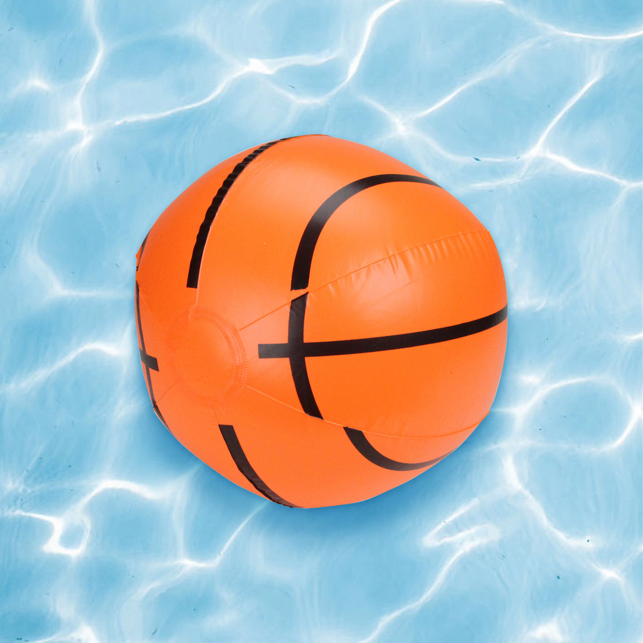 Inflatable 6-Panel Beach Basketball - 16" - Orange | Christmas Central