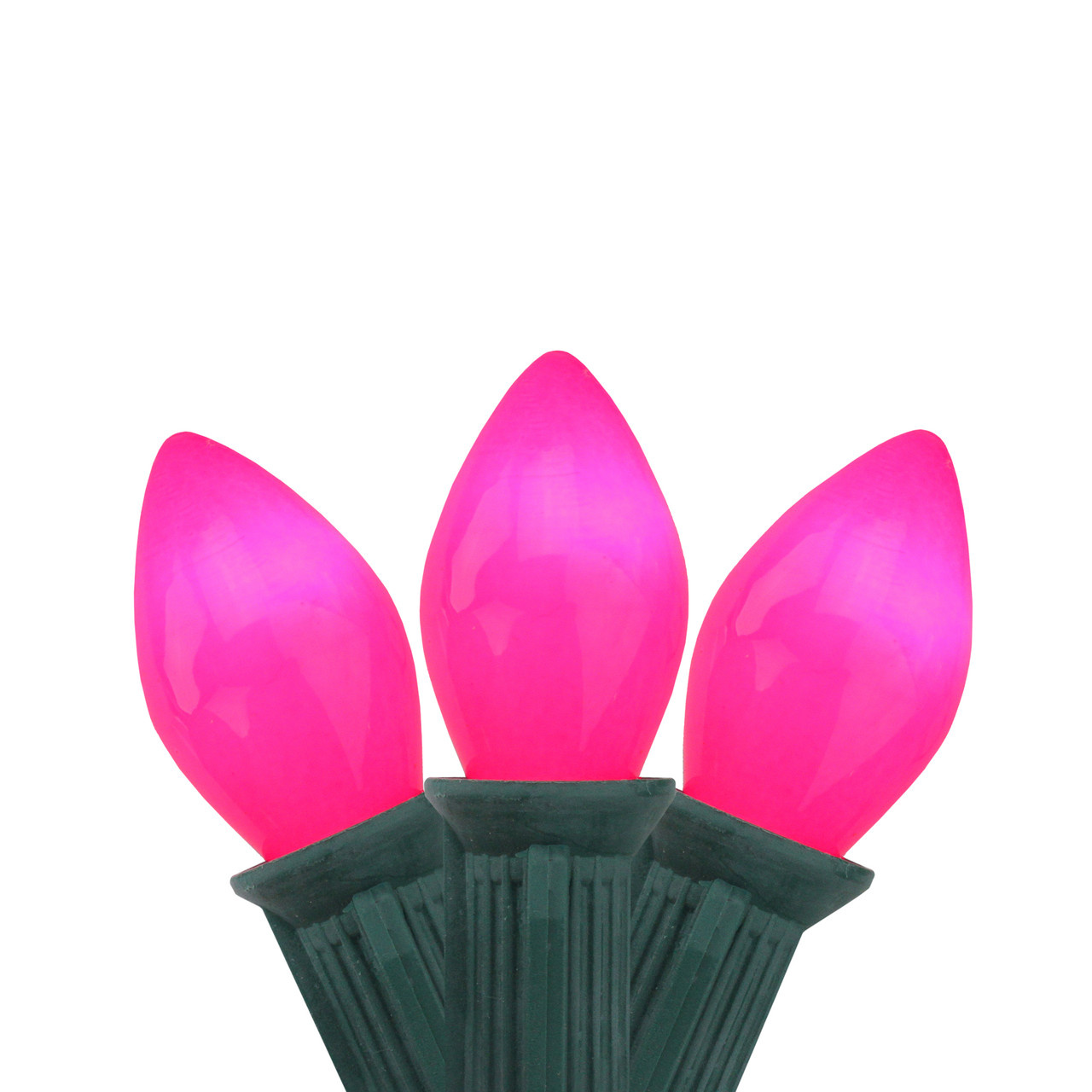25-Count Opaque Pink C7 Christmas Light Set, 24 ft Green Wire ...