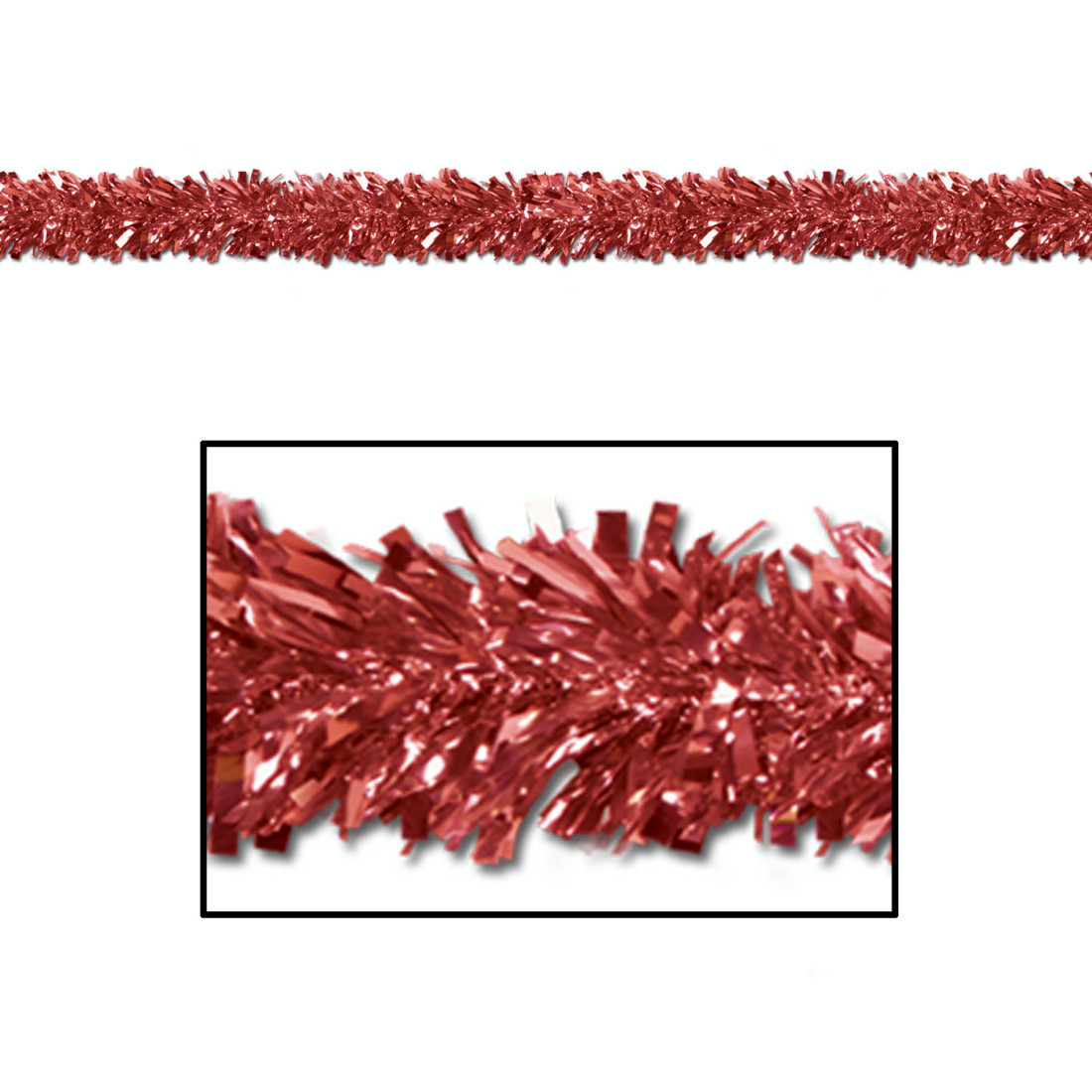 Club Pack of 12 Festive Metallic Red Foil Tinsel 6-Ply Christmas ...