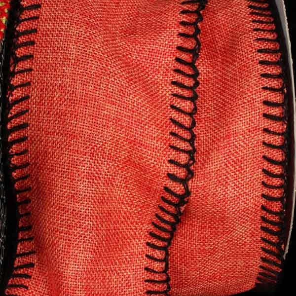 Orange & Black Stitched Edge Wired Craft Ribbon 4" x 20 Yards ...