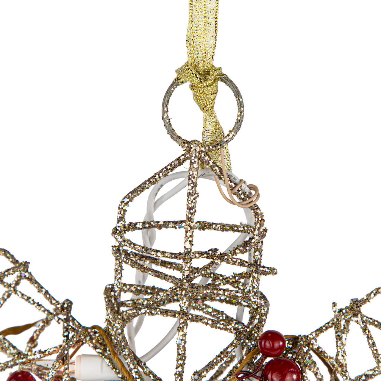 19" Lighted Silver Glittered Berry Rattan Snowflake Christmas Window ...
