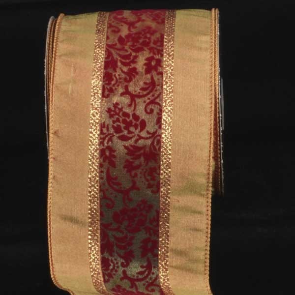 Brown & Red French Nuiten Center Wired Craft Ribbon 4" x 20 Yards ...