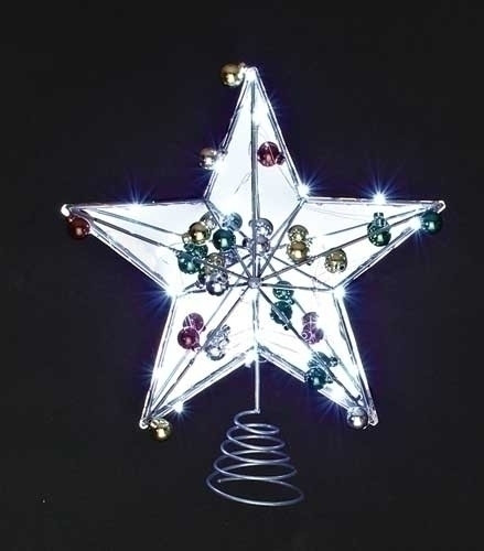 15" LED Lighted Battery Operated Mirrored Star Christmas Tree Topper ...