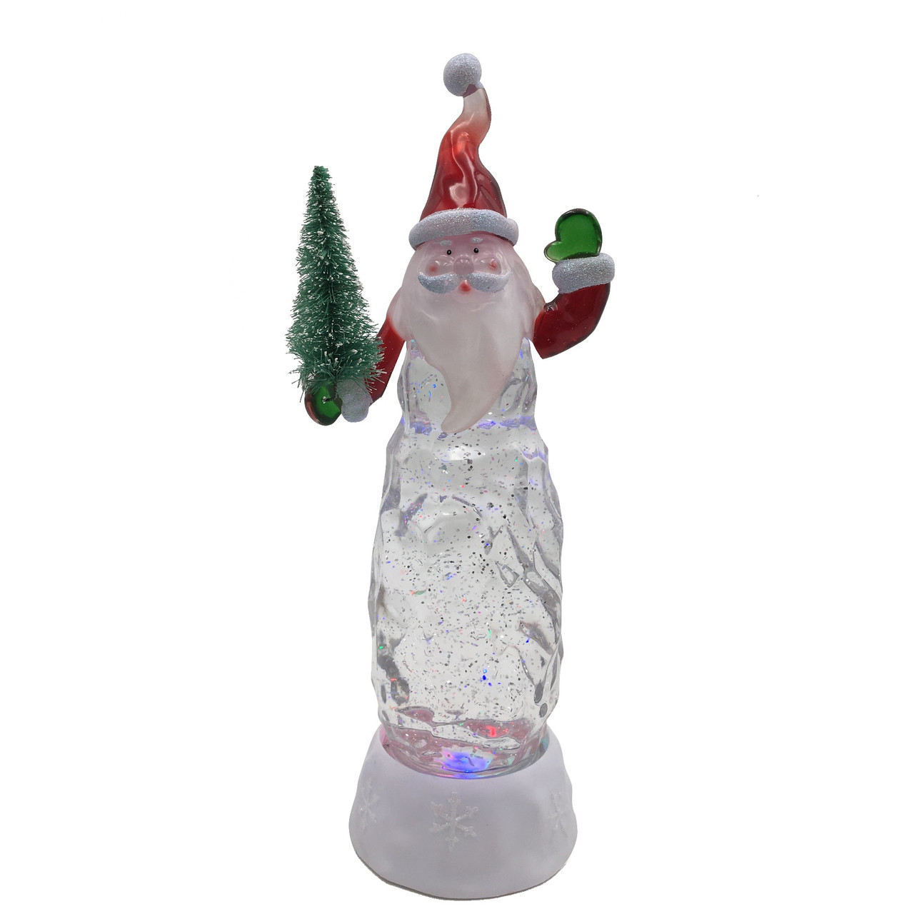 11" LED Lighted Santa Claus with Christmas Tree Glittering Snow Dome ...
