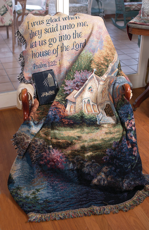 White Church in the Country "I Was Glad" Tapestry Throw Blanket - 50" x ...