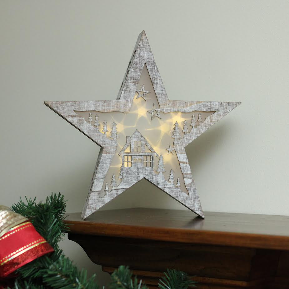 11" Silver Rustic LED Lighted Star Christmas Decor | Christmas Central