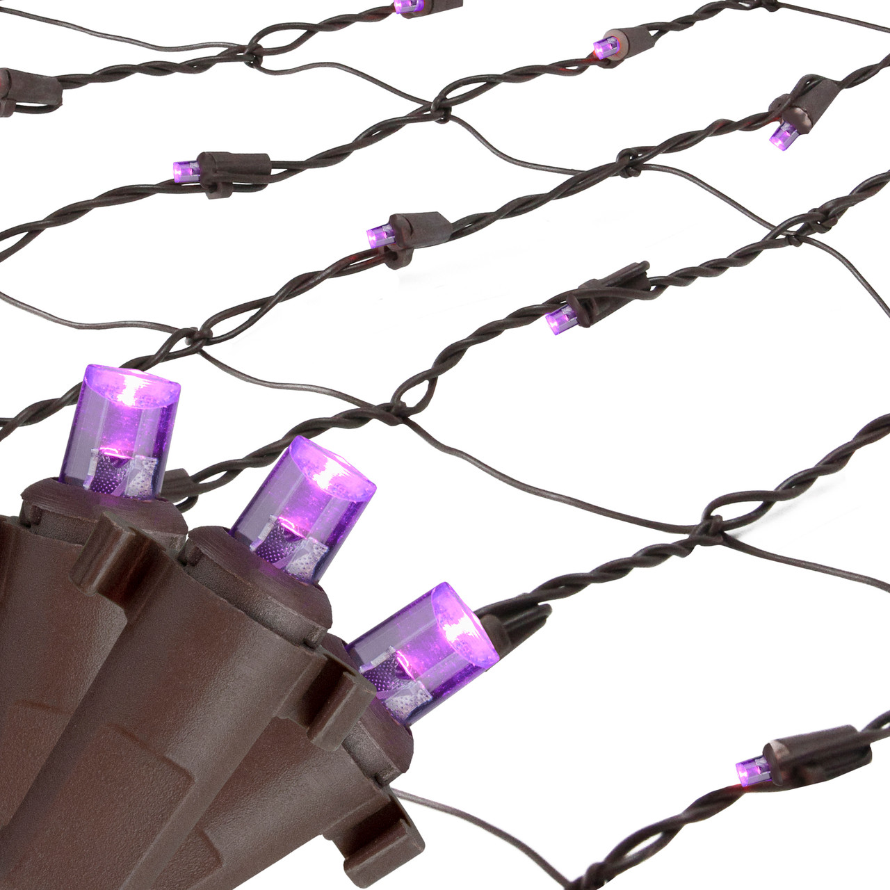 2' x 8' Purple LED Net Style Tree Trunk Wrap Christmas Lights - Brown ...
