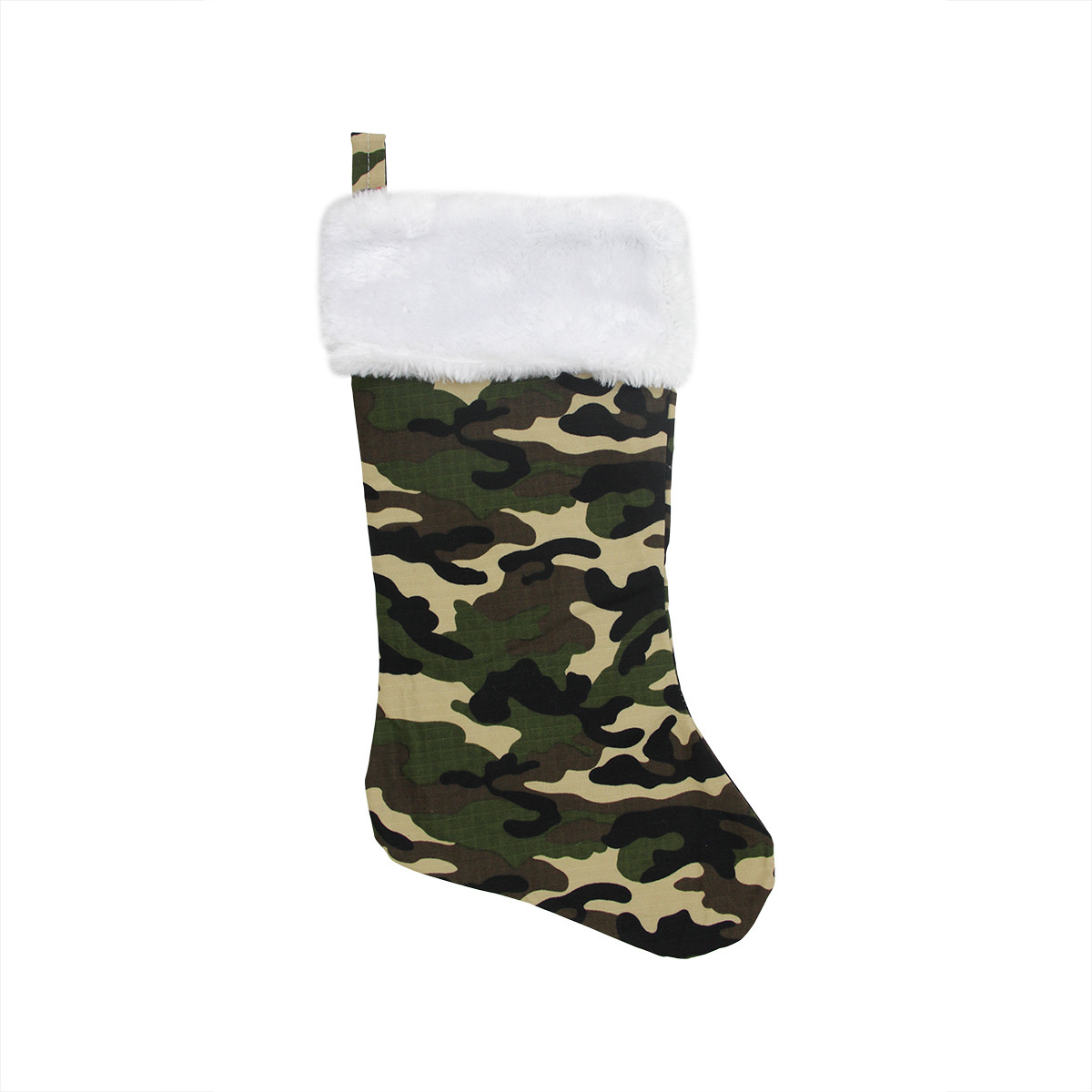 18" White & Green Camouflage Christmas Stocking with Cuff | Christmas ...