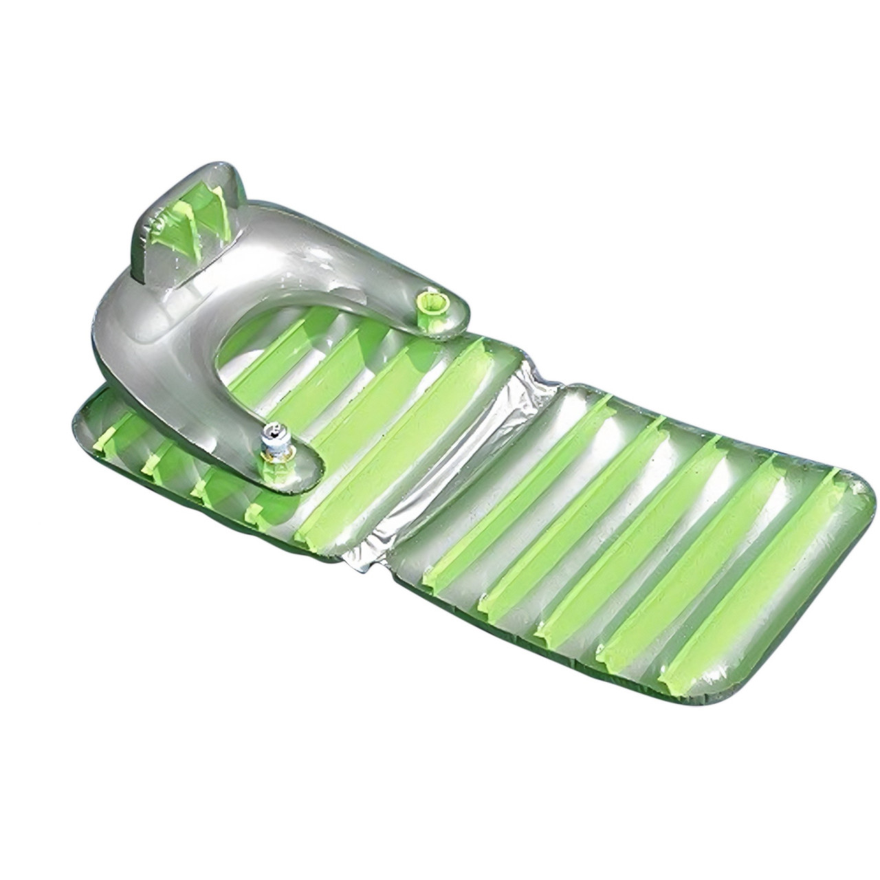 74" Silver & Light Green Inflatable Swimming Pool Folding Lounge Chair ...
