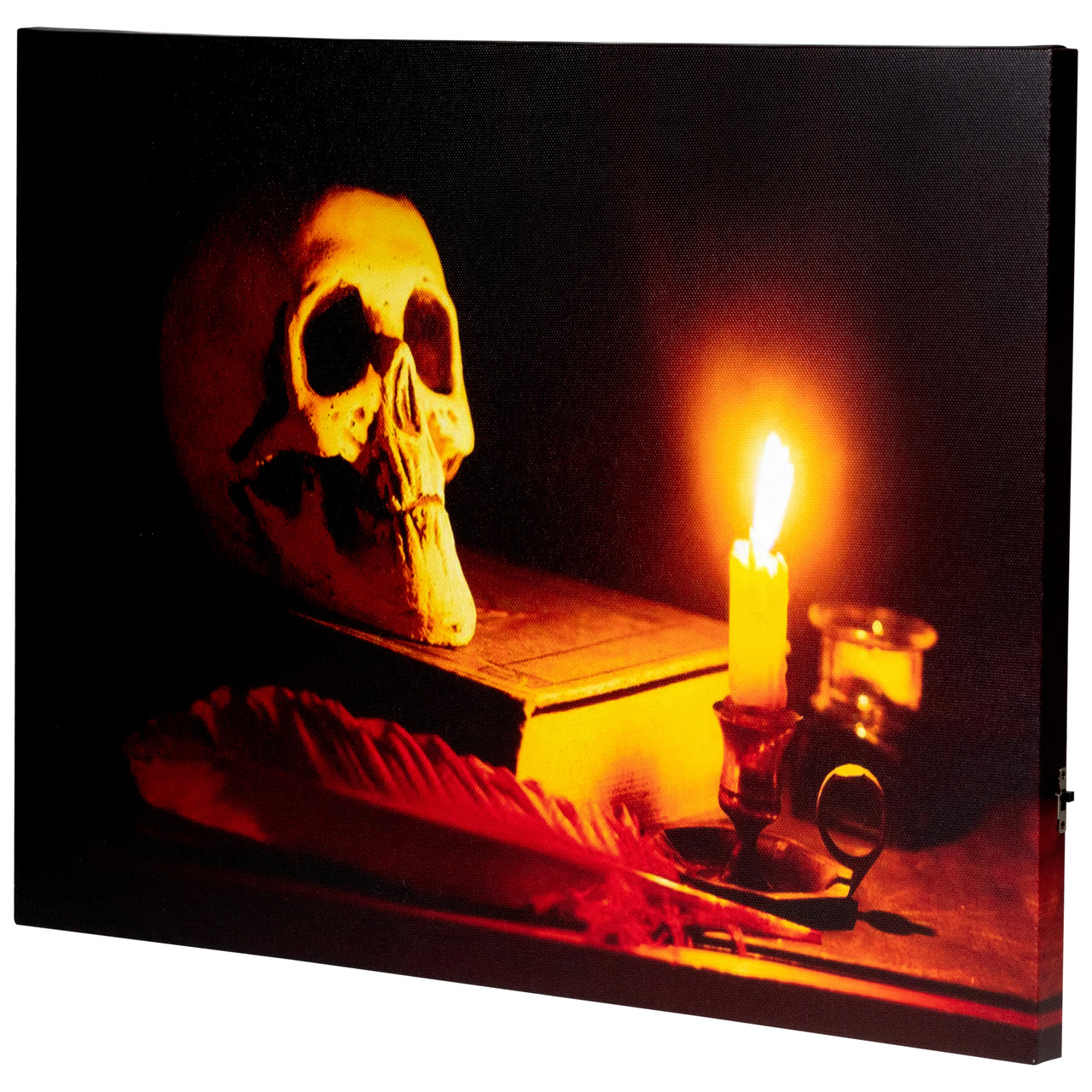 LED Lighted Skull by Flickering Candlelight Halloween Canvas Wall Art ...
