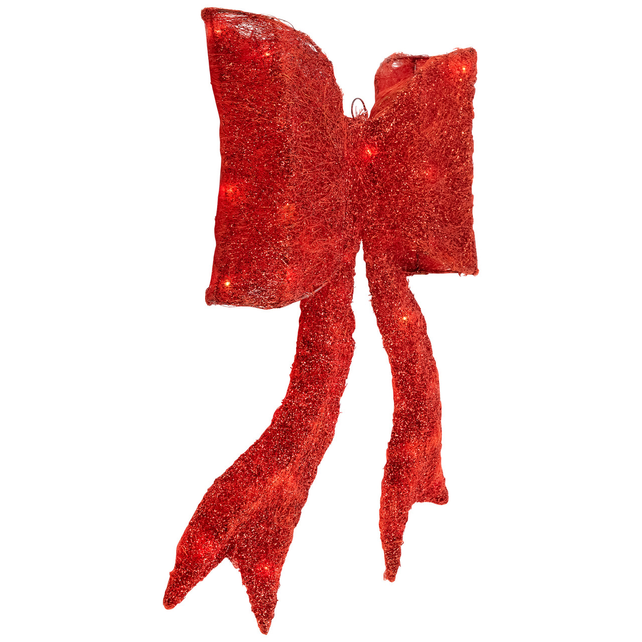 Sparkling Lighted Bow Christmas Outdoor Decoration - 24" - Red ...