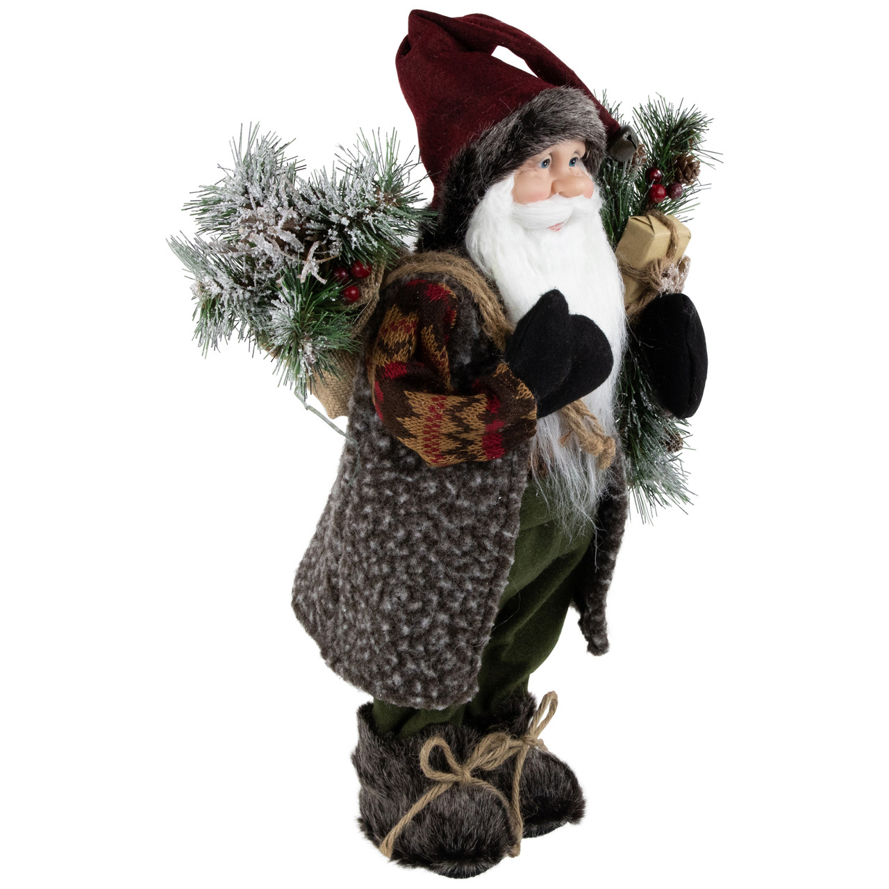 16" Country Rustic Santa Claus with Present Christmas Figure ...