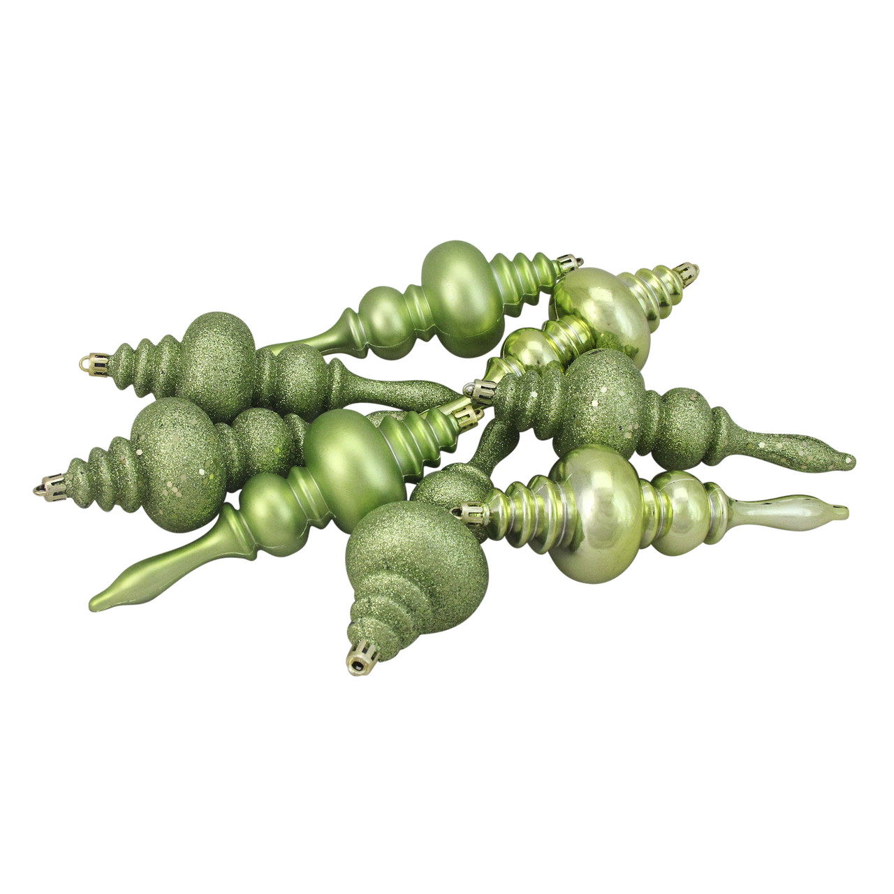 Shatterproof 4-Finish Finial Christmas Ornaments - 7" - Kiwi Green ...