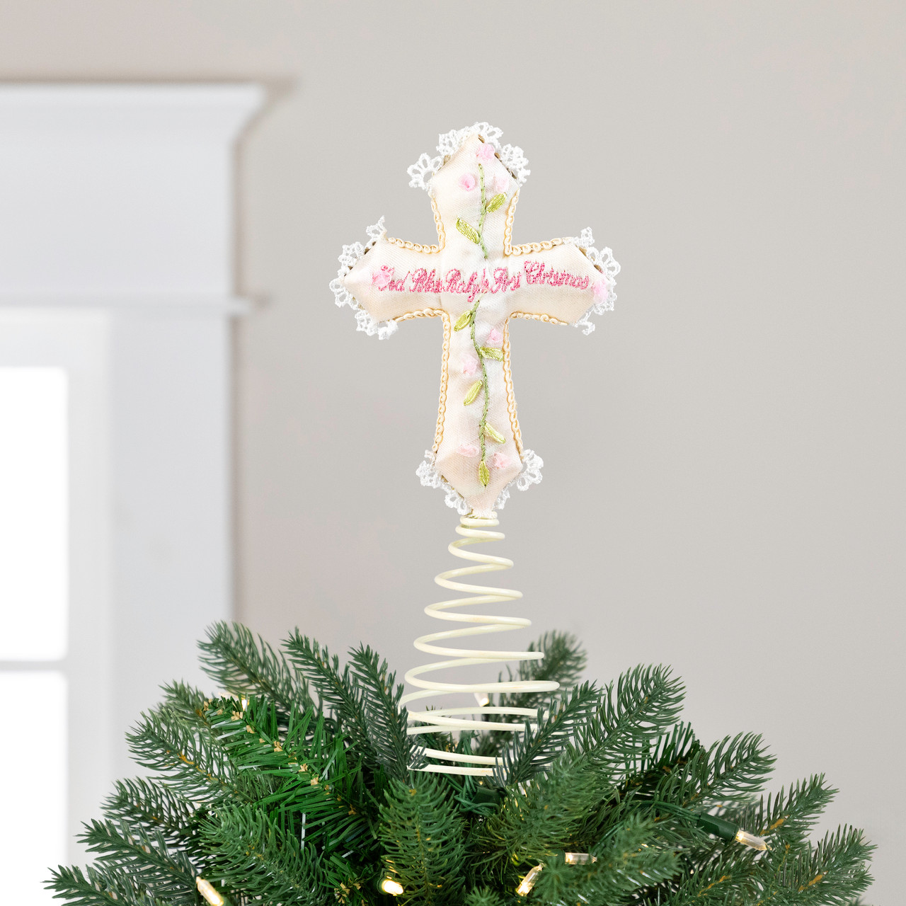 God Bless Baby's First Christmas Cross Tree Topper For Baby Girl #25963 ...