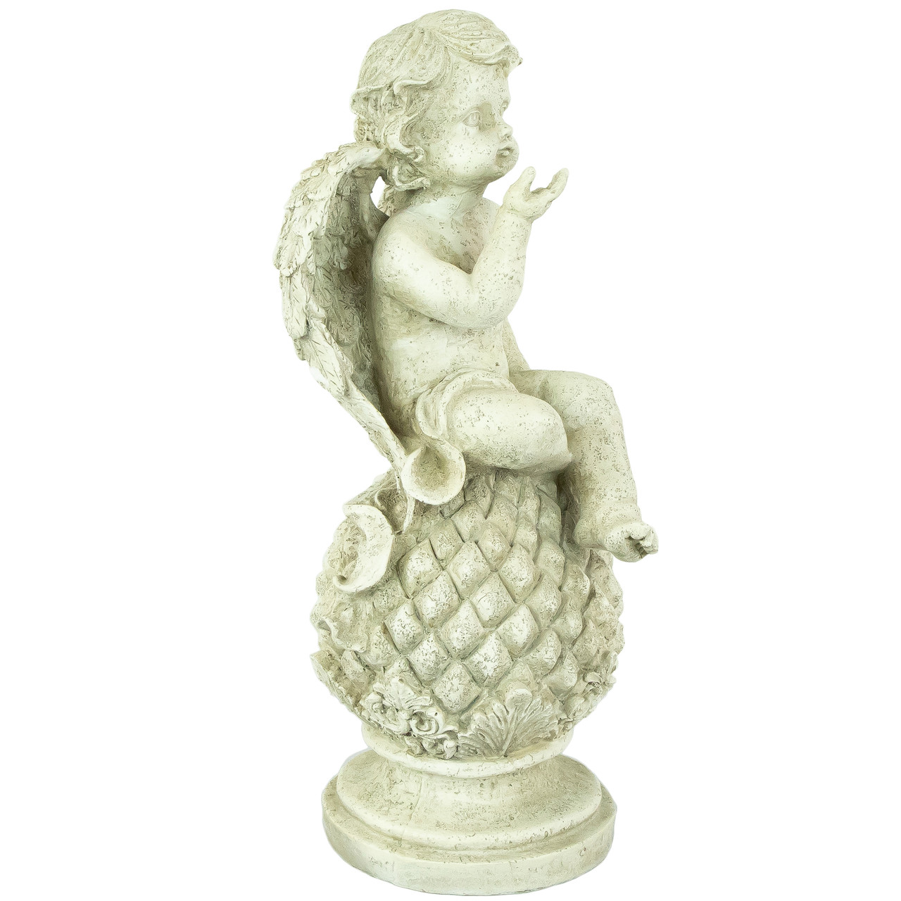 18" Cherub Angel Sitting on Finial Outdoor Garden Statue | Christmas ...