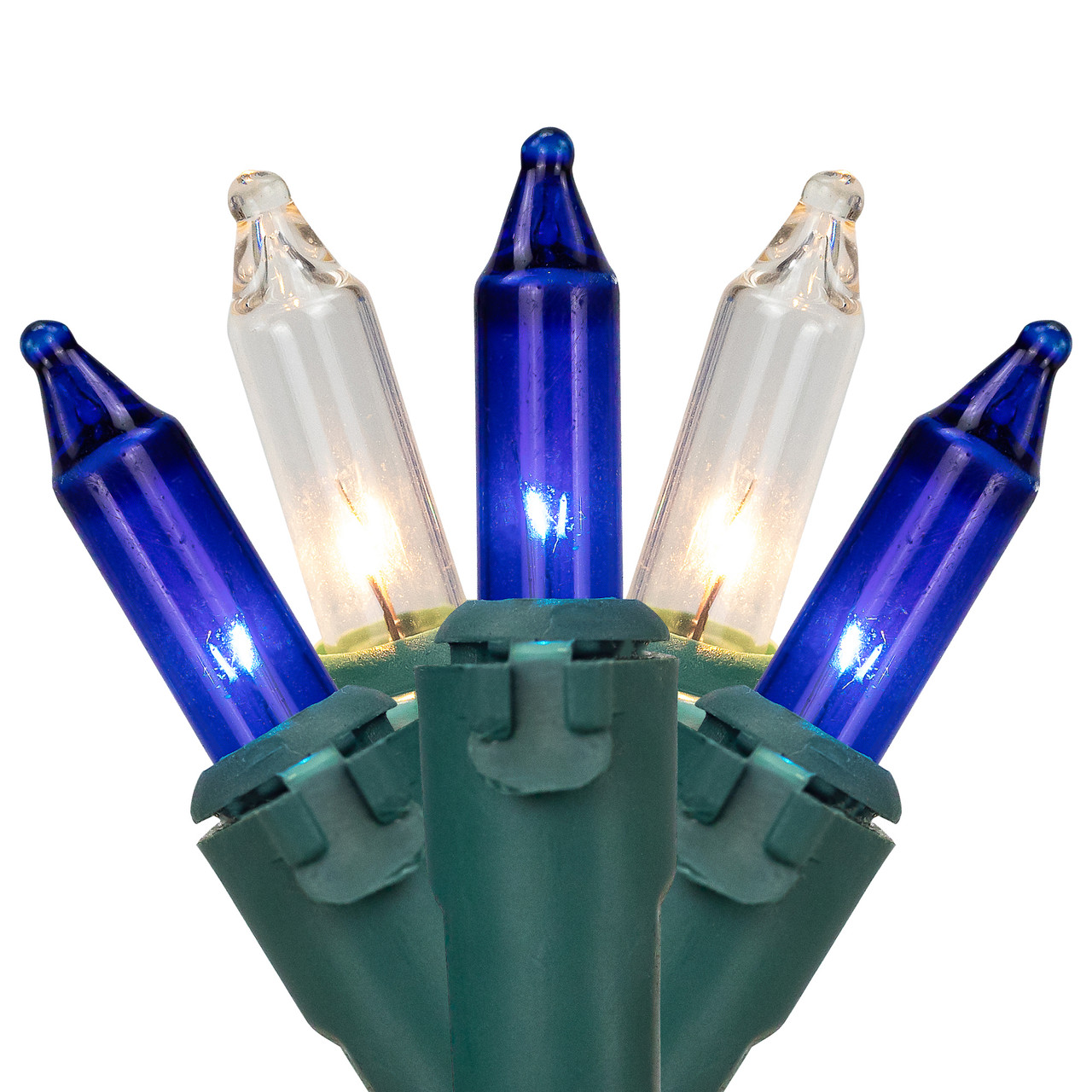 100-Count Blue & Clear Mini Christmas Light Set, 20 ft Green Wire ...