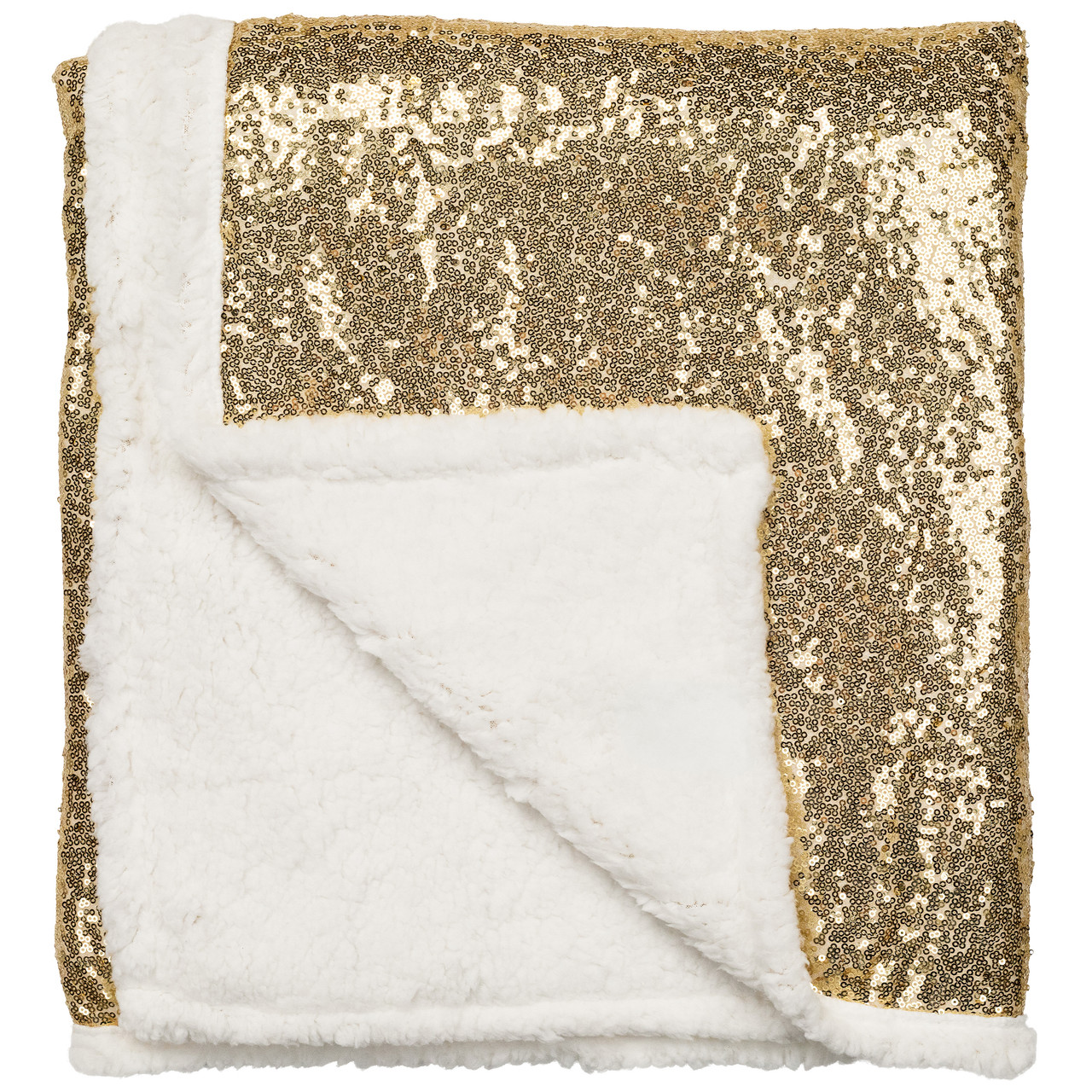 Shimmering Gold & White Sequined Throw Blanket 49" x 67" | Christmas ...