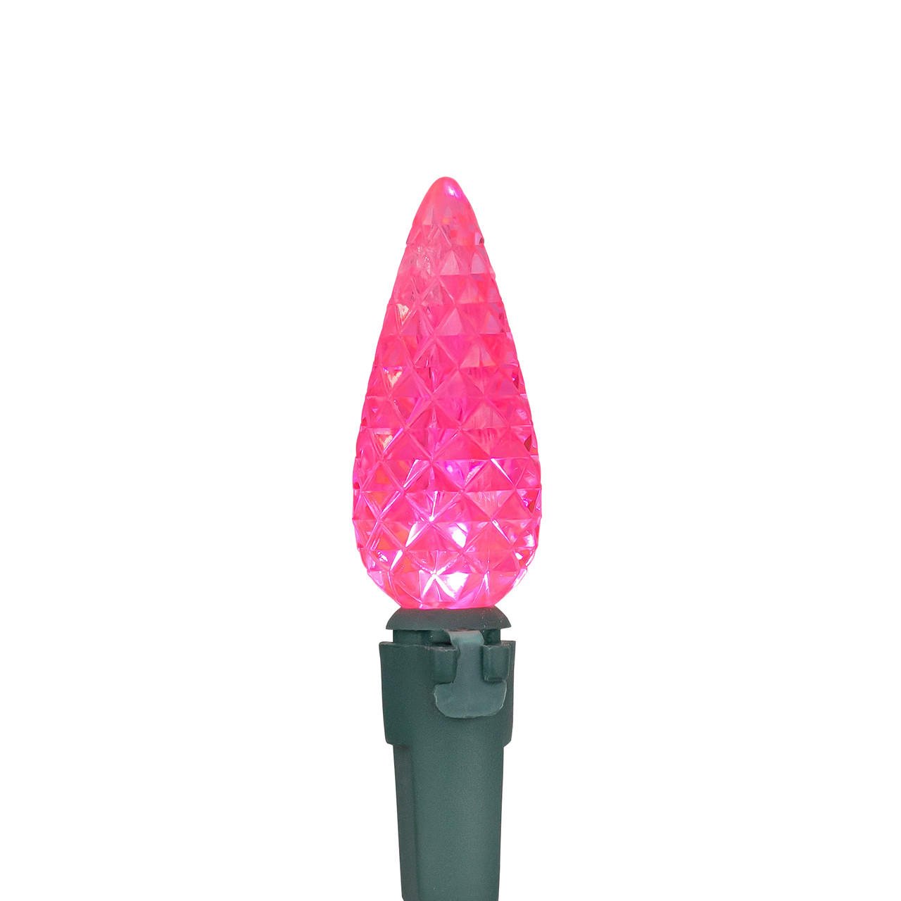 70-Count Pink LED Faceted C6 Christmas Lights - 23 ft Green Wire ...
