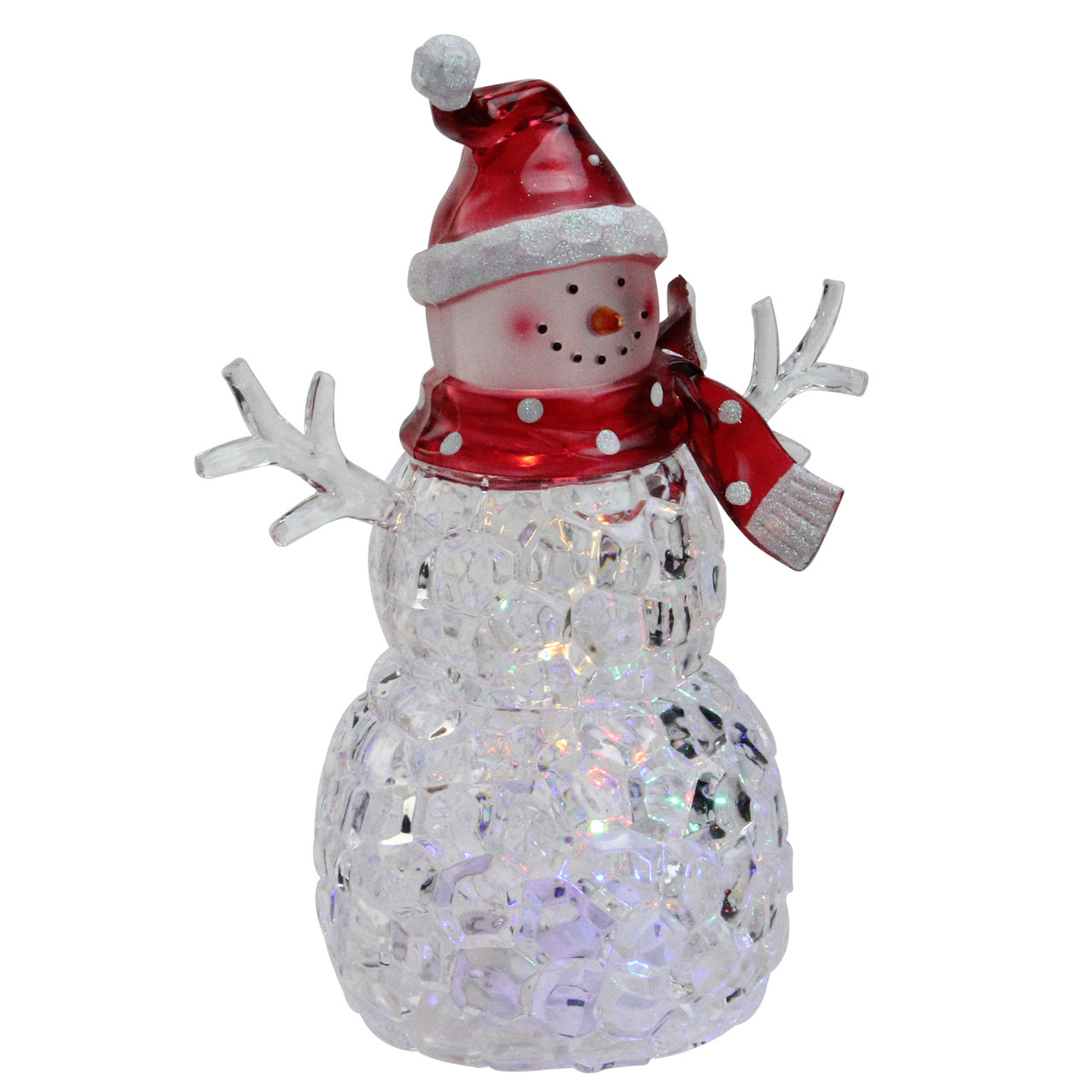8.5" LED Lighted Snowman with Santa Hat Christmas Decoration ...