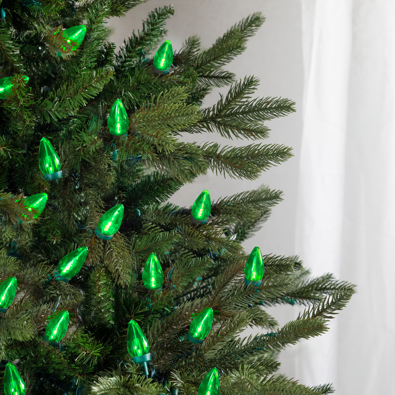 25ct Green LED C7 Christmas Lights, 16ft Green Wire | Christmas Central