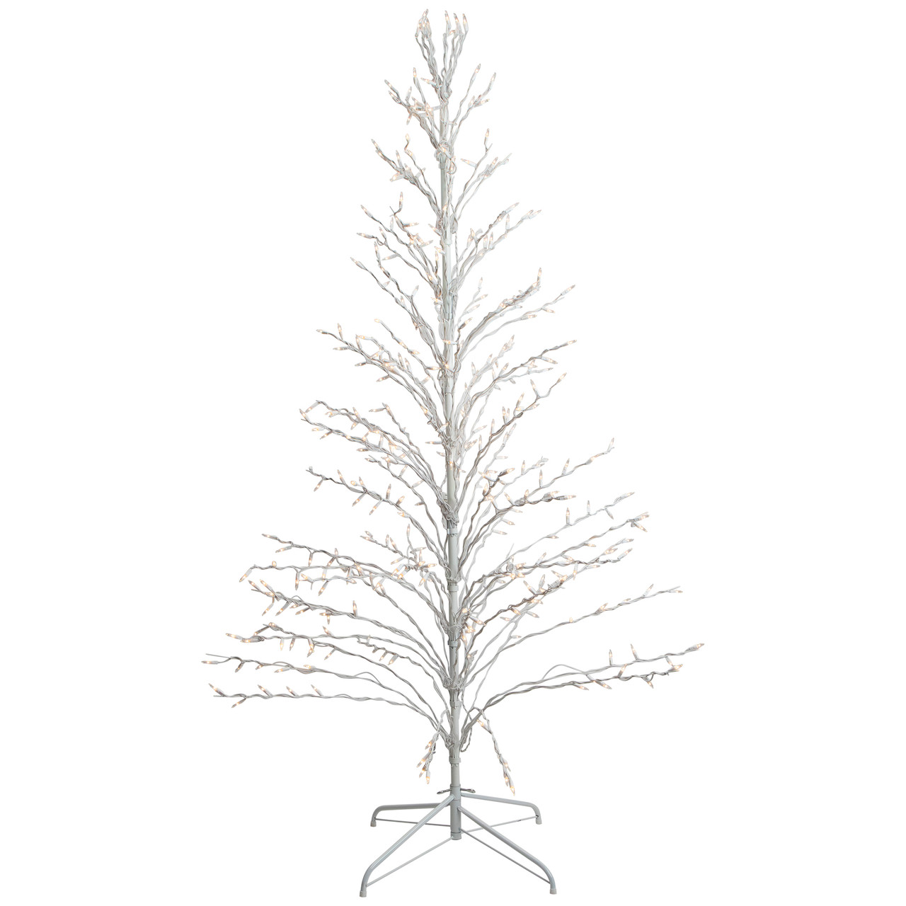Lighted Cascade Twig Outdoor Christmas Tree - 6' - White - Clear Lights ...