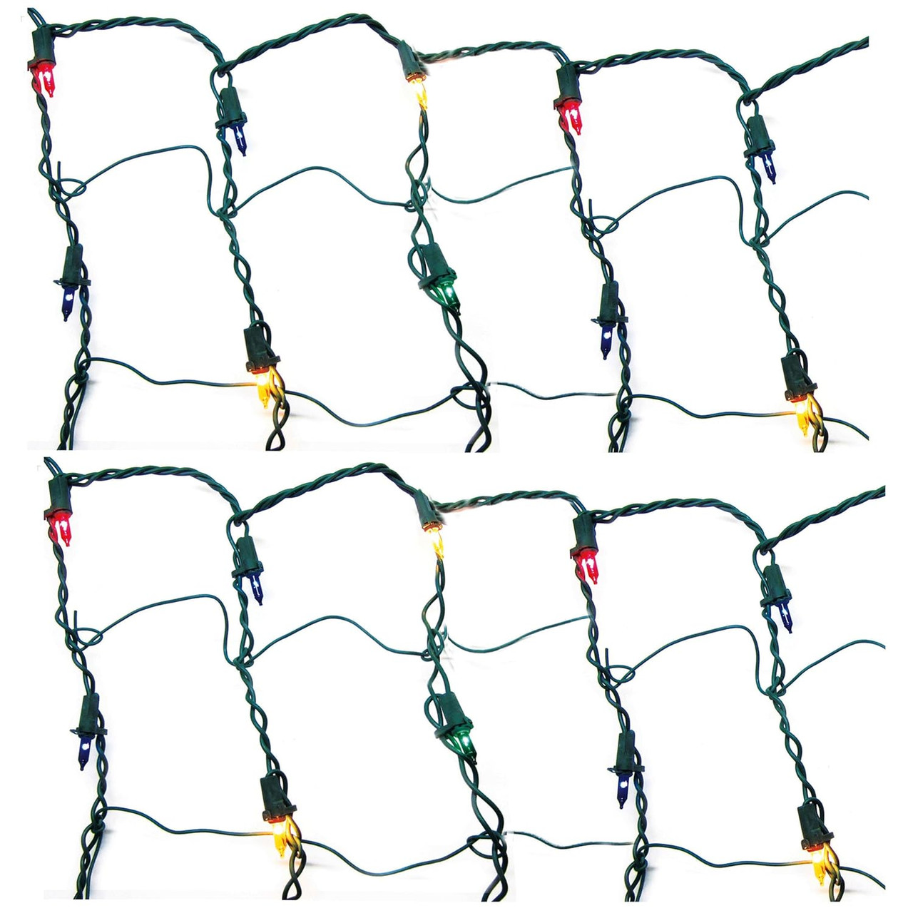 4' x 6' Multi-Color Mini Twinkling Net Christmas Lights w/ Green Wire ...