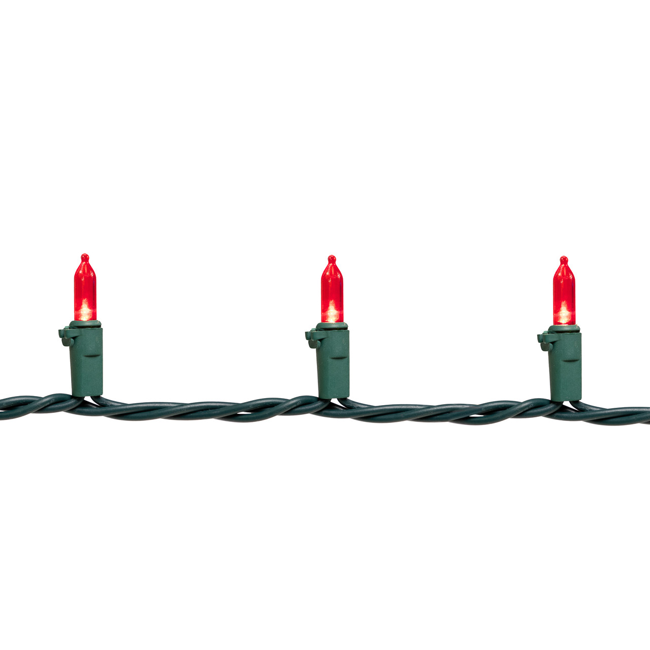 50 Red LED Mini Christmas Lights - 16.25 ft Green Wire | Christmas Central