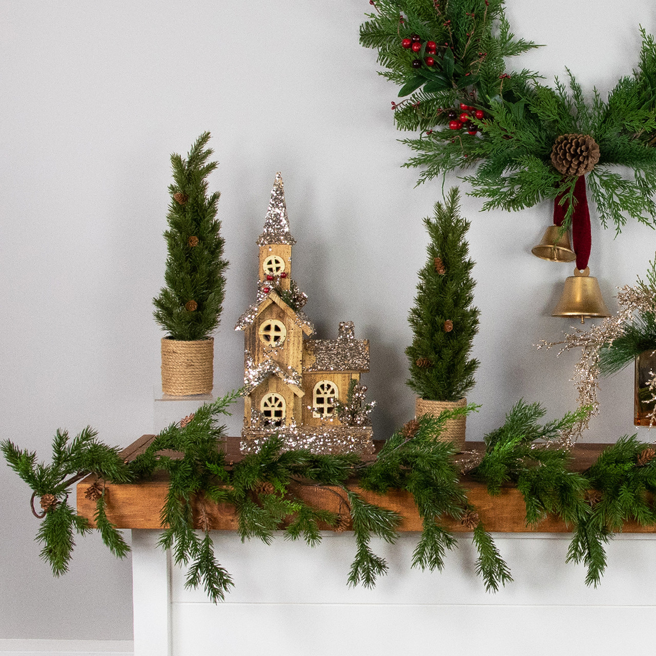 LED Lighted Rustic Wooden Church Christmas Decoration - 17" | Christmas ...