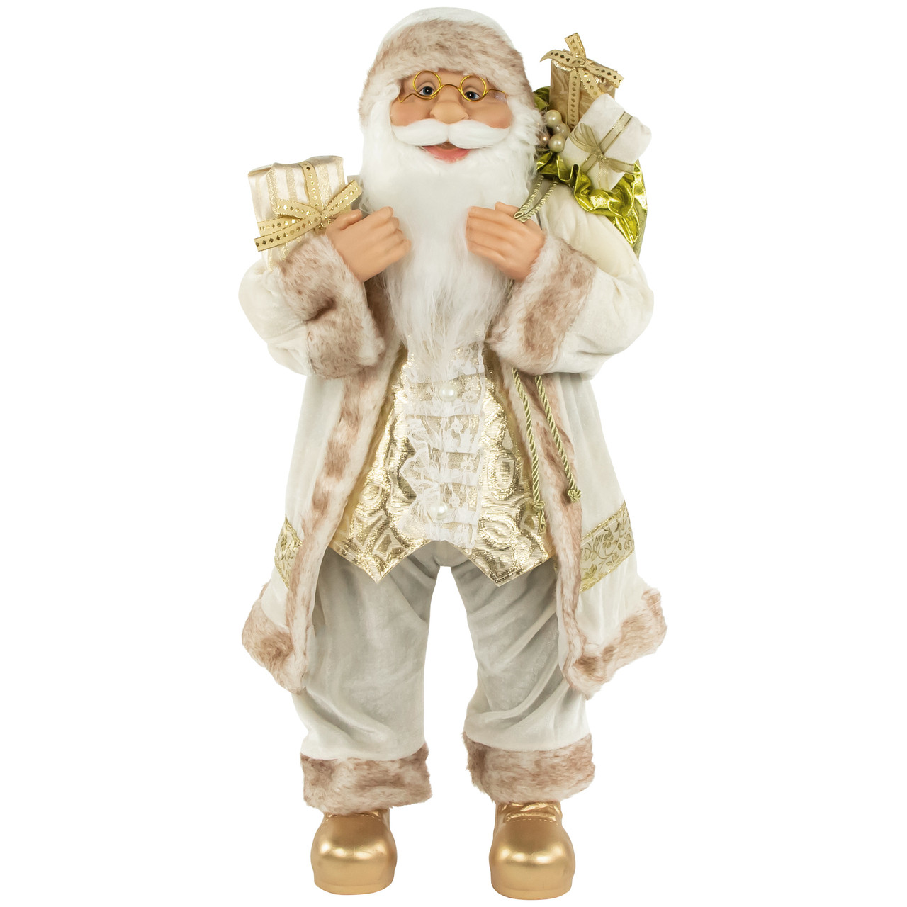 24" White & Ivory Standing Santa Claus Christmas Figurine | Christmas ...
