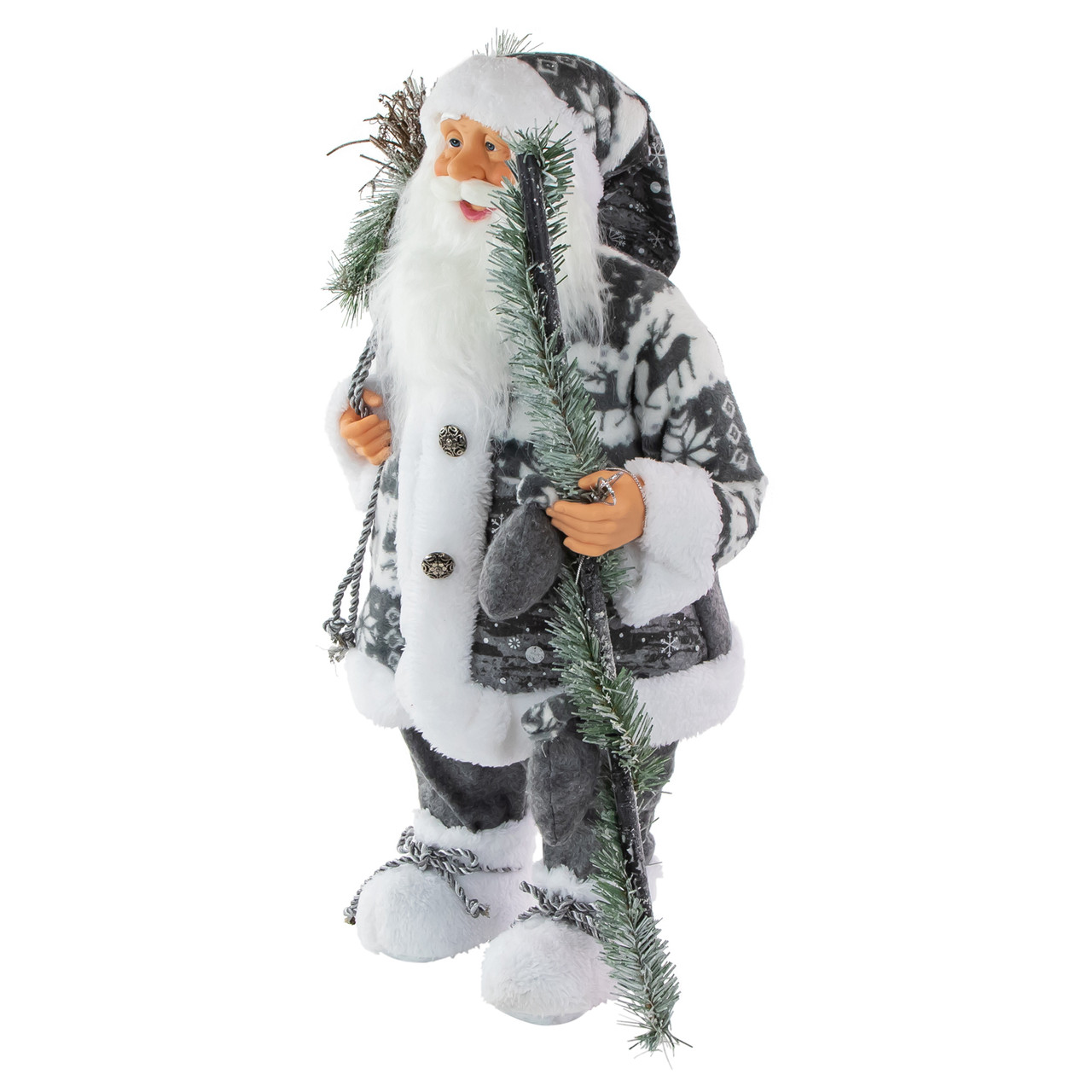 24" Gray & White Nordic Santa Claus Christmas Figure | Christmas Central