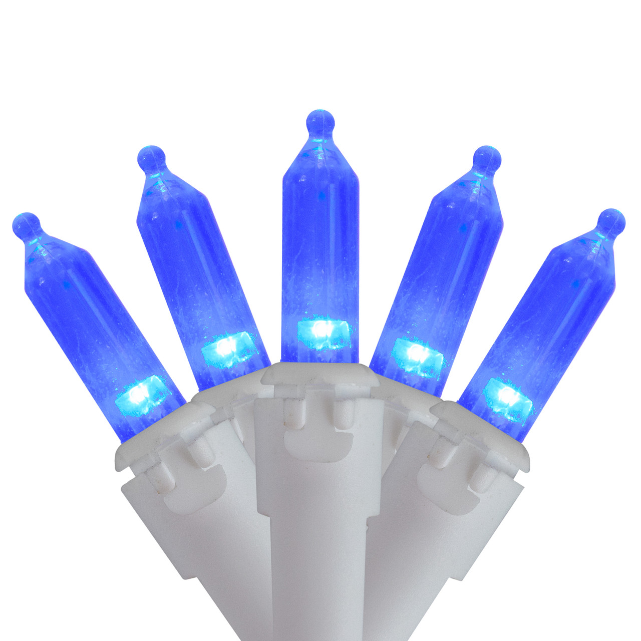 100 Blue LED Mini Christmas Lights - 33 ft White Wire | Christmas Central
