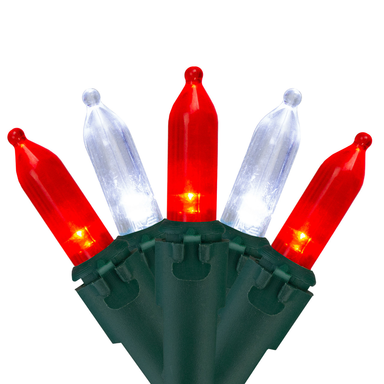 LED Mini Christmas Lights - Red & White - 33' Green Wire - 100ct ...