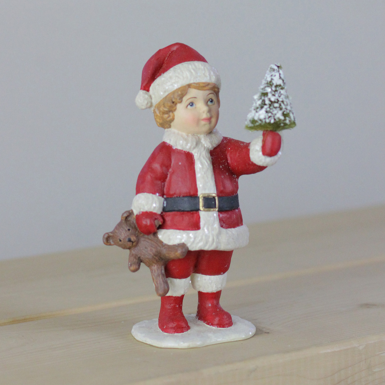 5" Santa"s Little Helper Child with Mini Tree Christmas Figurine ...