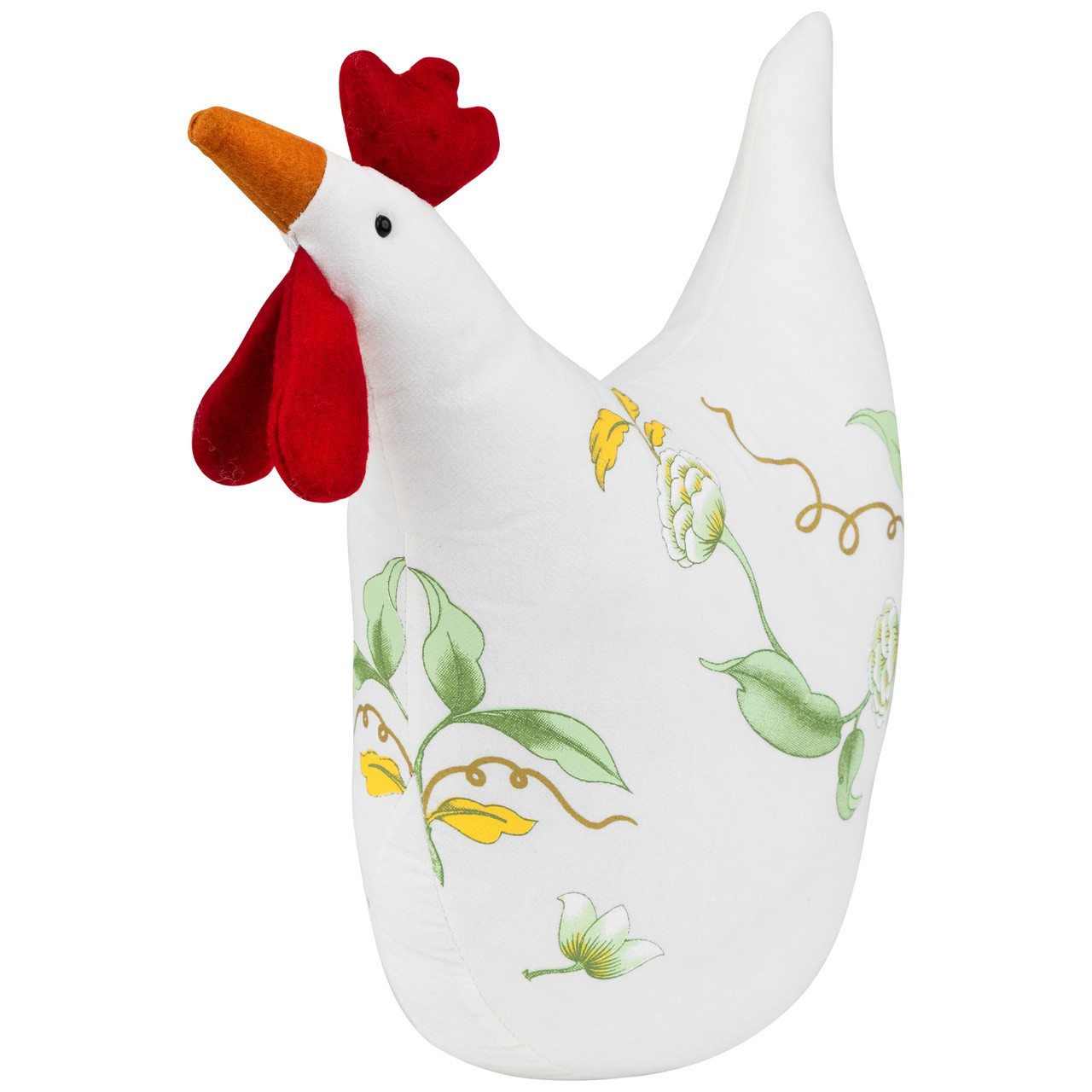 12" White, Soft Green, & Yellow Floral Rooster Chicken Spring ...