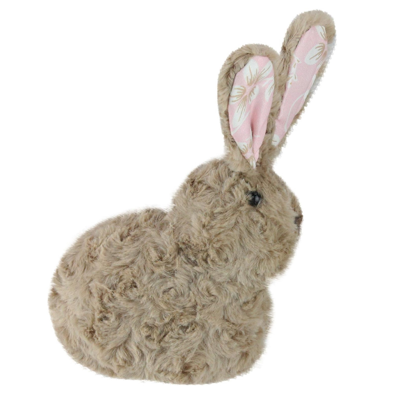 8" Tawny Brown & Pink Plush Floral Easter Rabbit Tabletop Decor ...