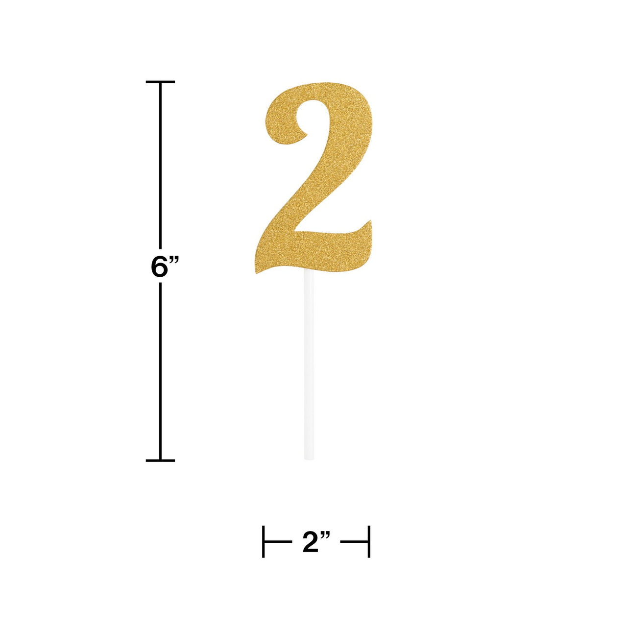 12 Pack No. 2 Glittered Gold Party Decorating Cake Dessert Topper ...