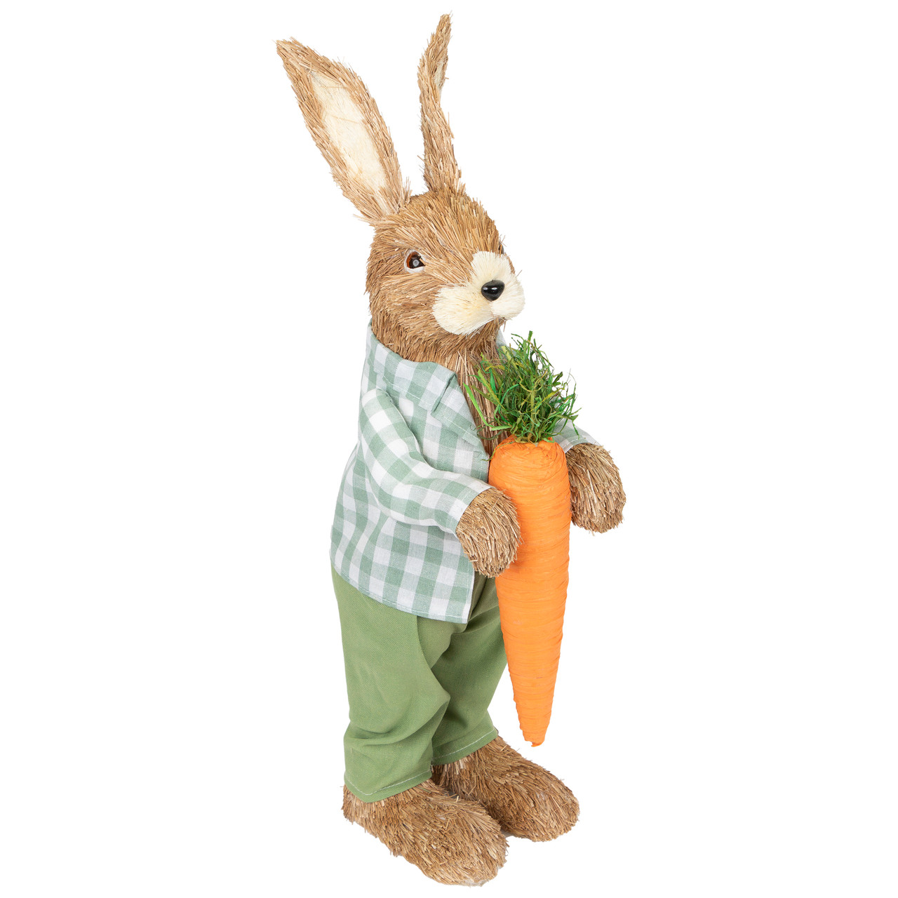 19" Spring Sisal Standing Bunny Rabbit Figure with Carrot | Christmas ...