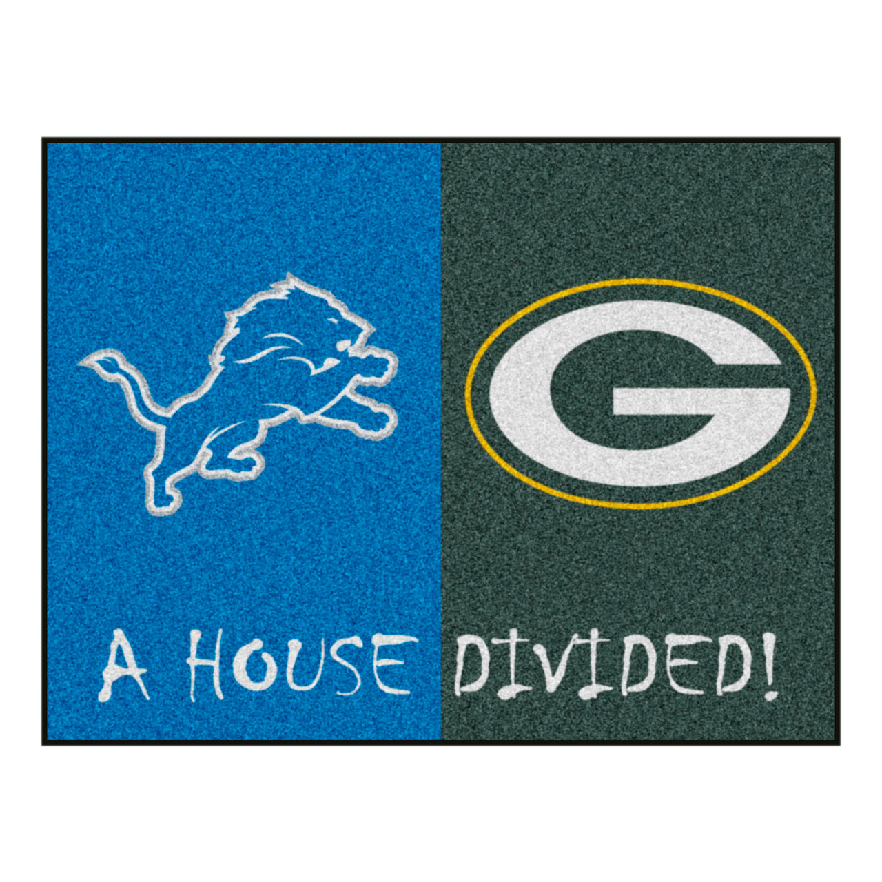 33.75" x 42.5" Blue & Black NFL Lions or Packers House Divided Mat Area ...