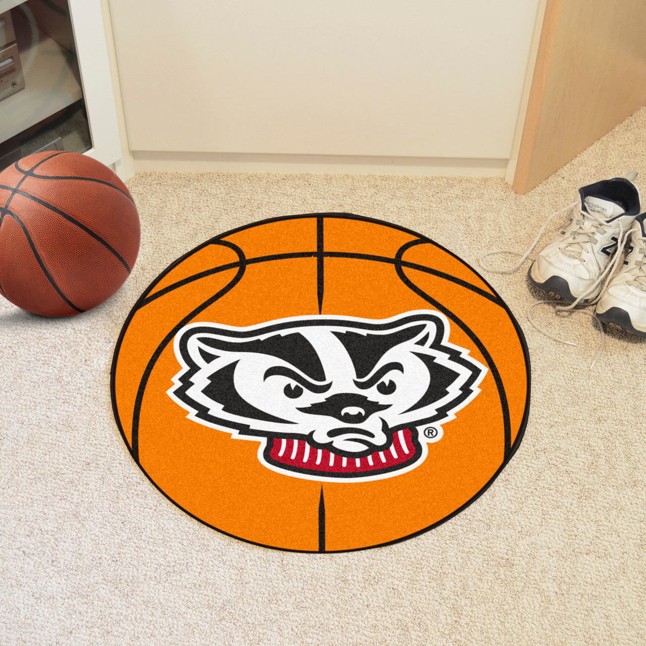 NCAA University of Wisconsin Badgers Basketball-Shaped Mat | Christmas ...