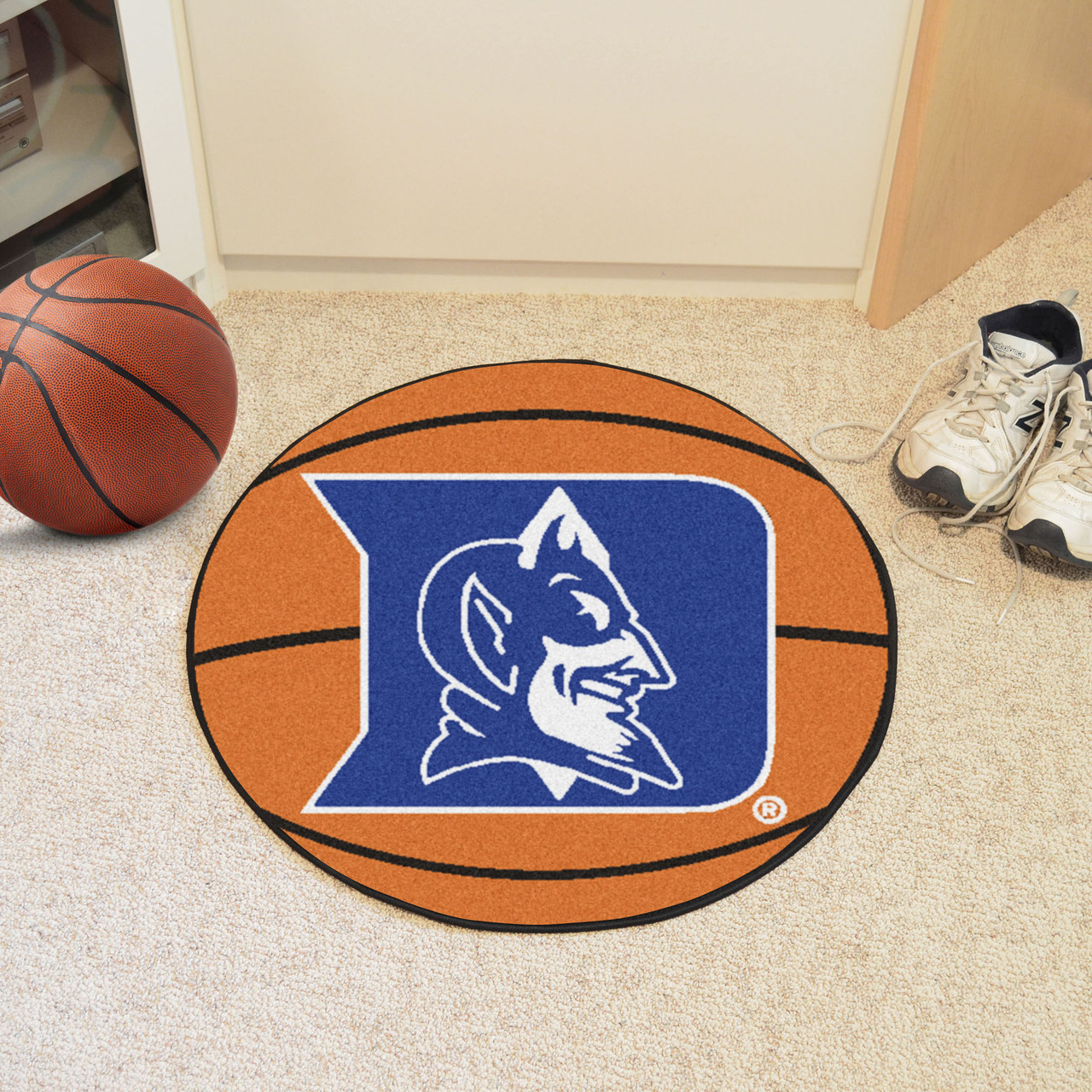 NCAA Duke University Blue Devils Basketball Shaped Mat Round Area Rug ...